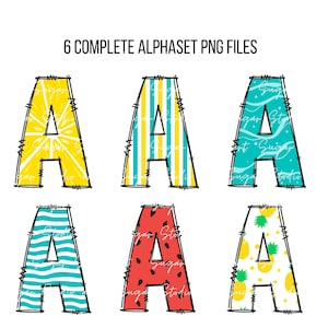 Summer Alphabet Letters PNG Bundle, Summer Clipart Png, Beach Doodle ...
