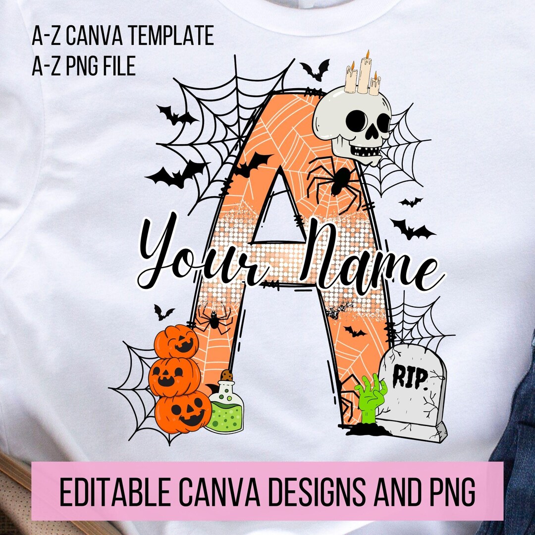 Editable Halloween Spooky Skull Hat Doodle Letters Png, Canva Template ...