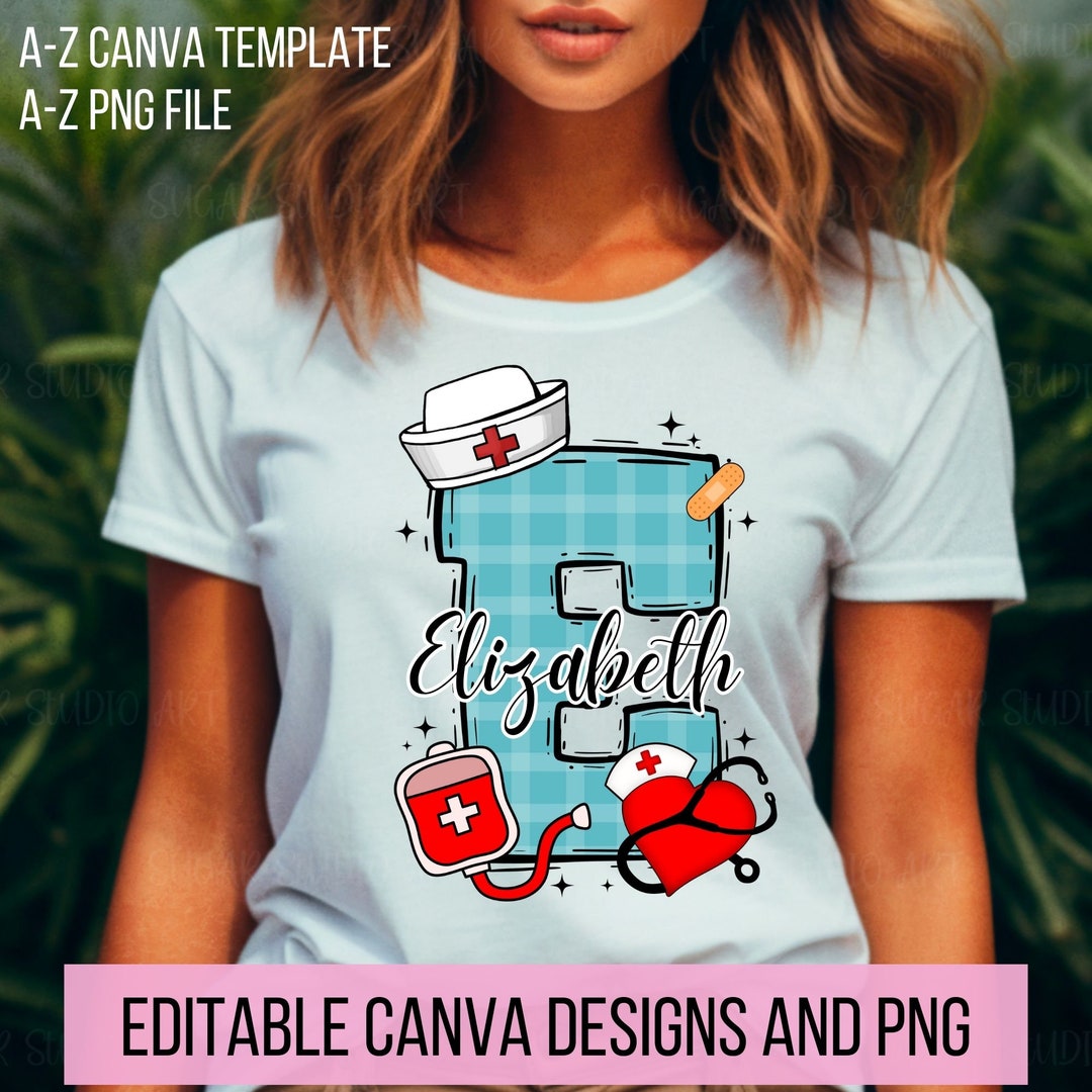 Nurse Doodle Letters PNG, Add Your Own Name, CANVA Template ...