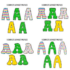 Pack 4 Fiesta Doodle Alphabet Bundle, Fiesta PNG Letters, Numbers ...