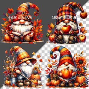 Autumn Gnomes Clipart Bundle Fall Season Digital Clip Art, Cute Gnome ...