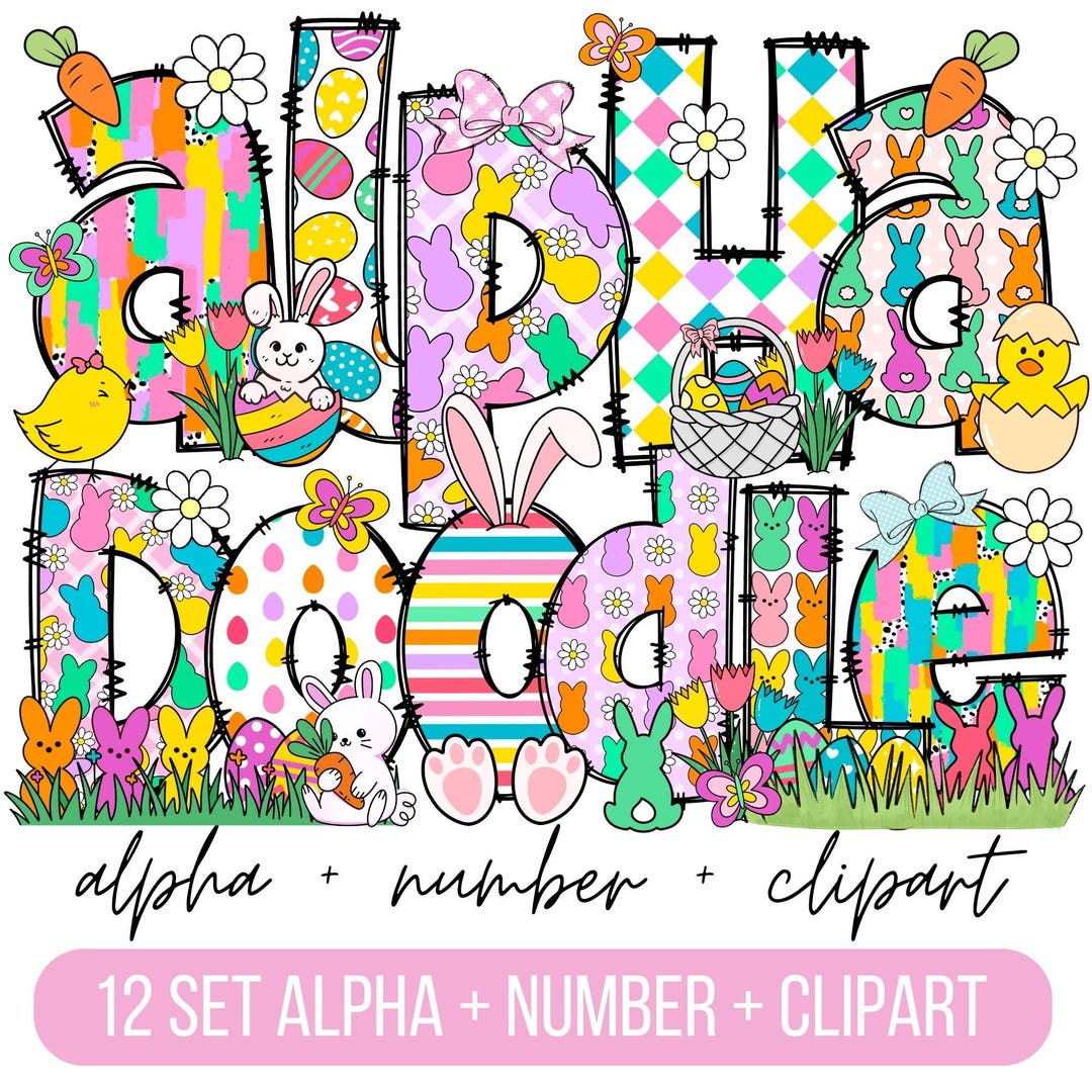Easter Day Alphabet Letters PNG Bundle, Easter Clipart Png, Bunny ...