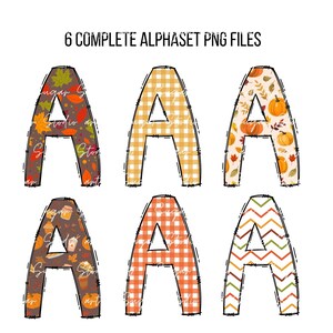 Thanksgiving Doodle Alphabet Bundle, Autumn PNG Letters, Numbers ...