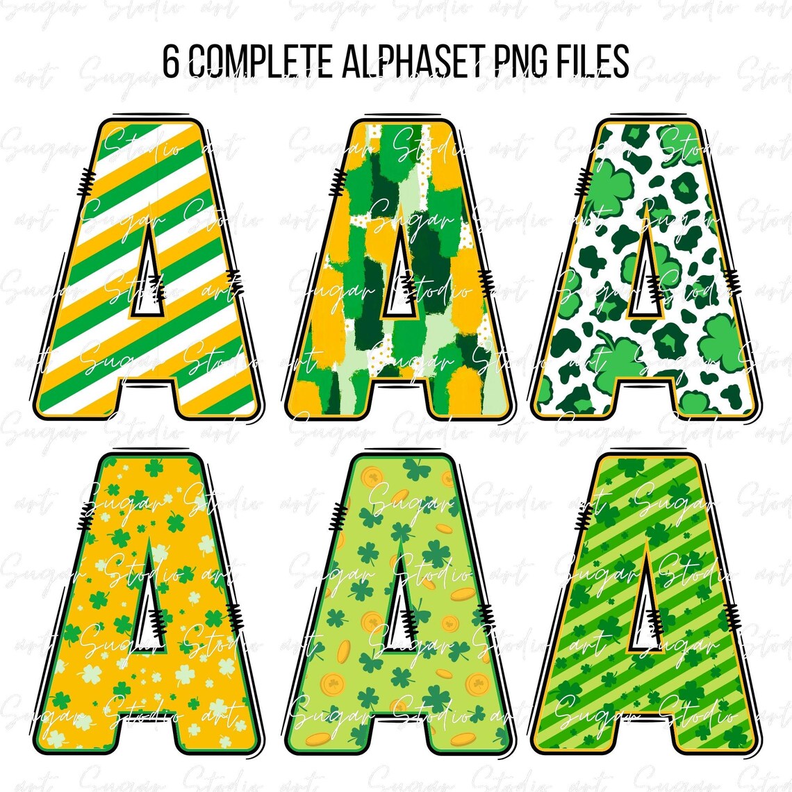 St.patrick Doodle Letters, Clover Alphabet PNG, St.patrick Day Clipart ...