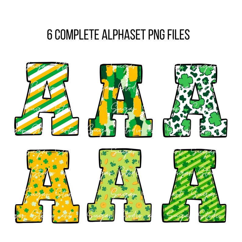 St.patrick Doodle Letters, Clover Alphabet PNG, St.patrick Day Clipart ...