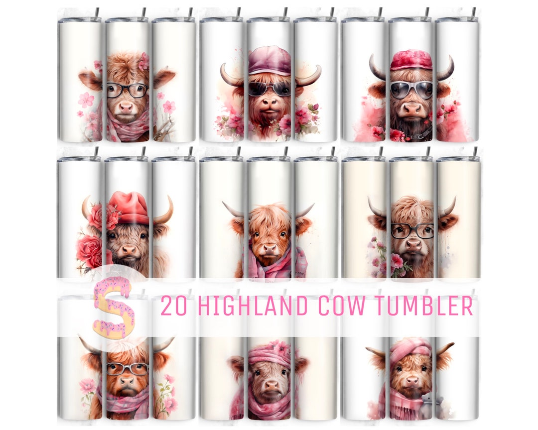 Watercolor Highland Cow Valentine PNG, Cute Highland Cow, Sakura ...