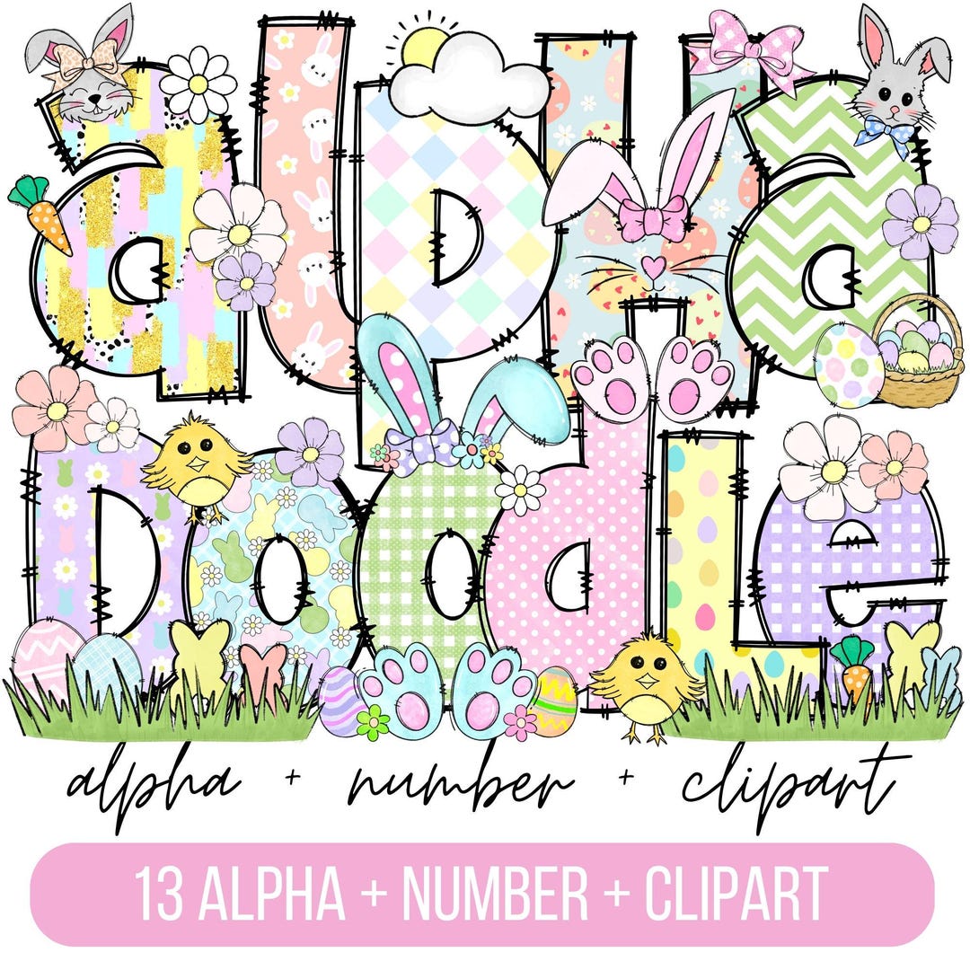 Easter Day Alphabet Letters PNG Bundle, Easter Clipart Png, Bunny ...