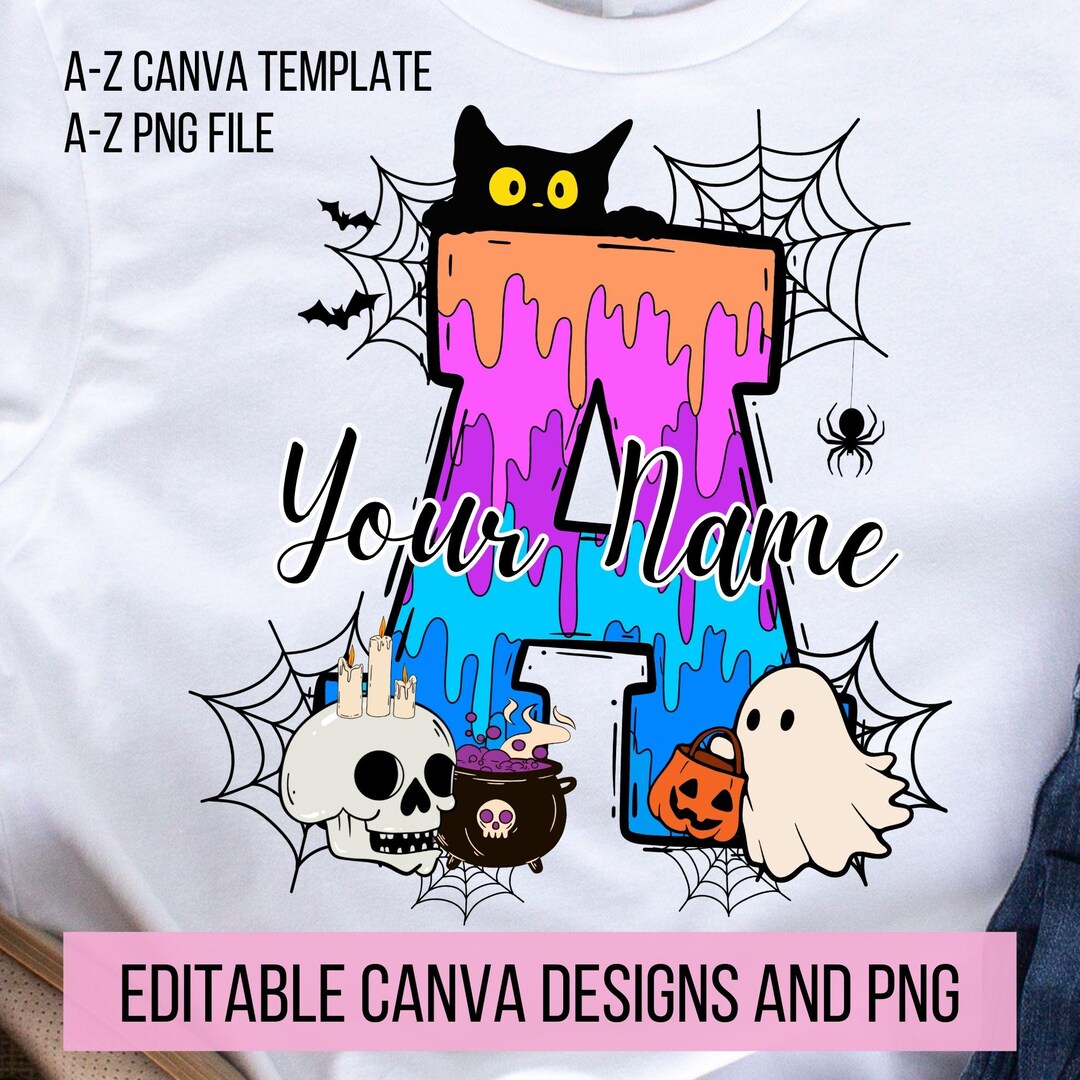 Editable Halloween Spooky Black Cat Hat Doodle Letters Png, Canva ...