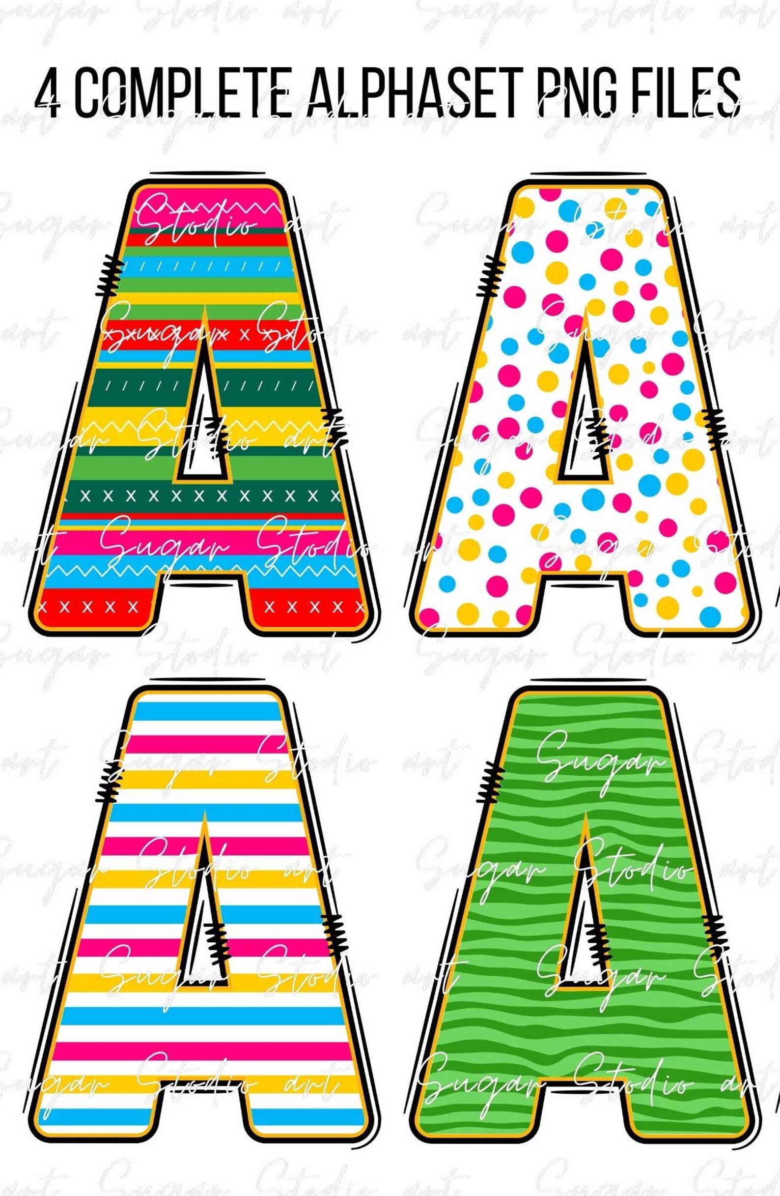 Fiesta Doodle Alphabet Bundle, Fiesta PNG Letters, Numbers ...
