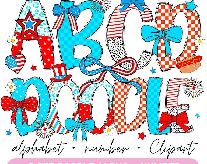 Independence Day Letters PNG, Doodle Letters, 4th of July Letters ...