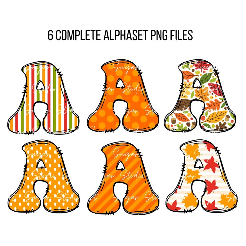 Fall Autumn Doodle Alphabet Bundle, Fall PNG Letters, Numbers ...