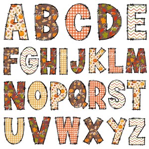 Thanksgiving Doodle Alphabet Bundle, Autumn PNG Letters, Numbers ...