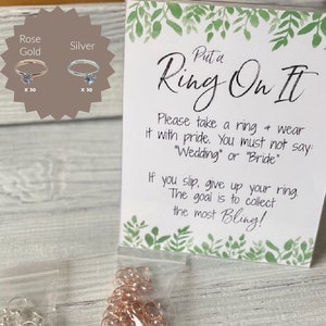 Put a Ring on It Game, Shipped Kit, Wedding Bridal Shower Game W/ 8x10 ...