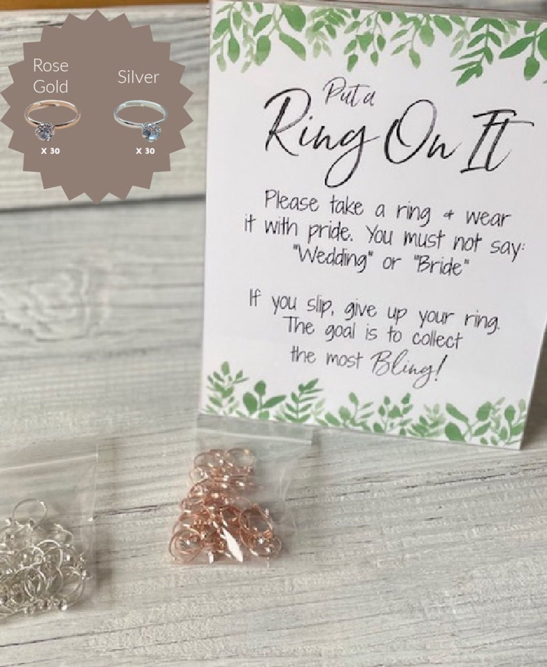Put a Ring on It Game, Shipped Kit, Wedding Bridal Shower Game W/ 8x10 ...