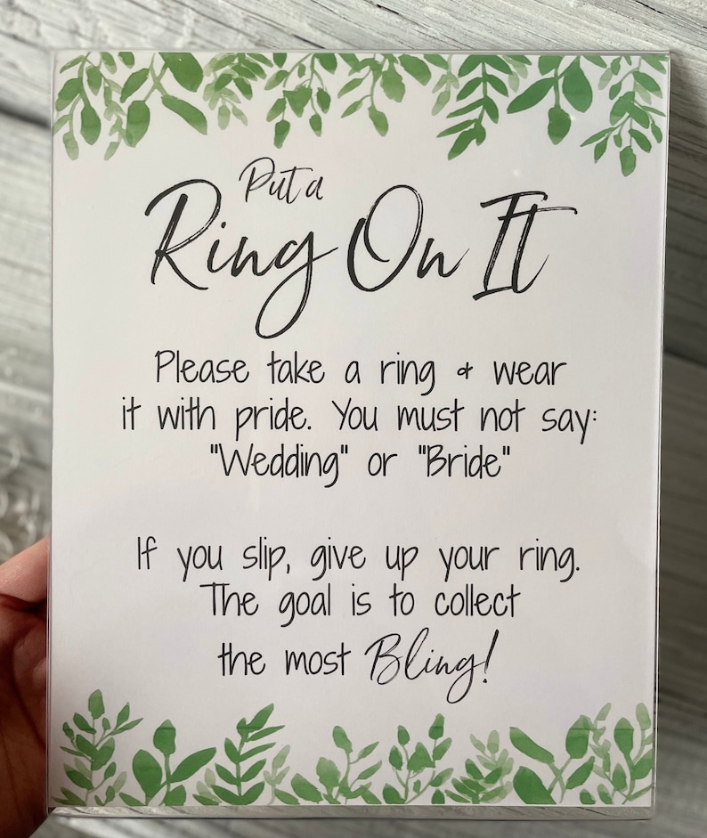 Put a Ring on It Bridal Shower Game Kit | Sign With 30 Fake Rings - Etsy