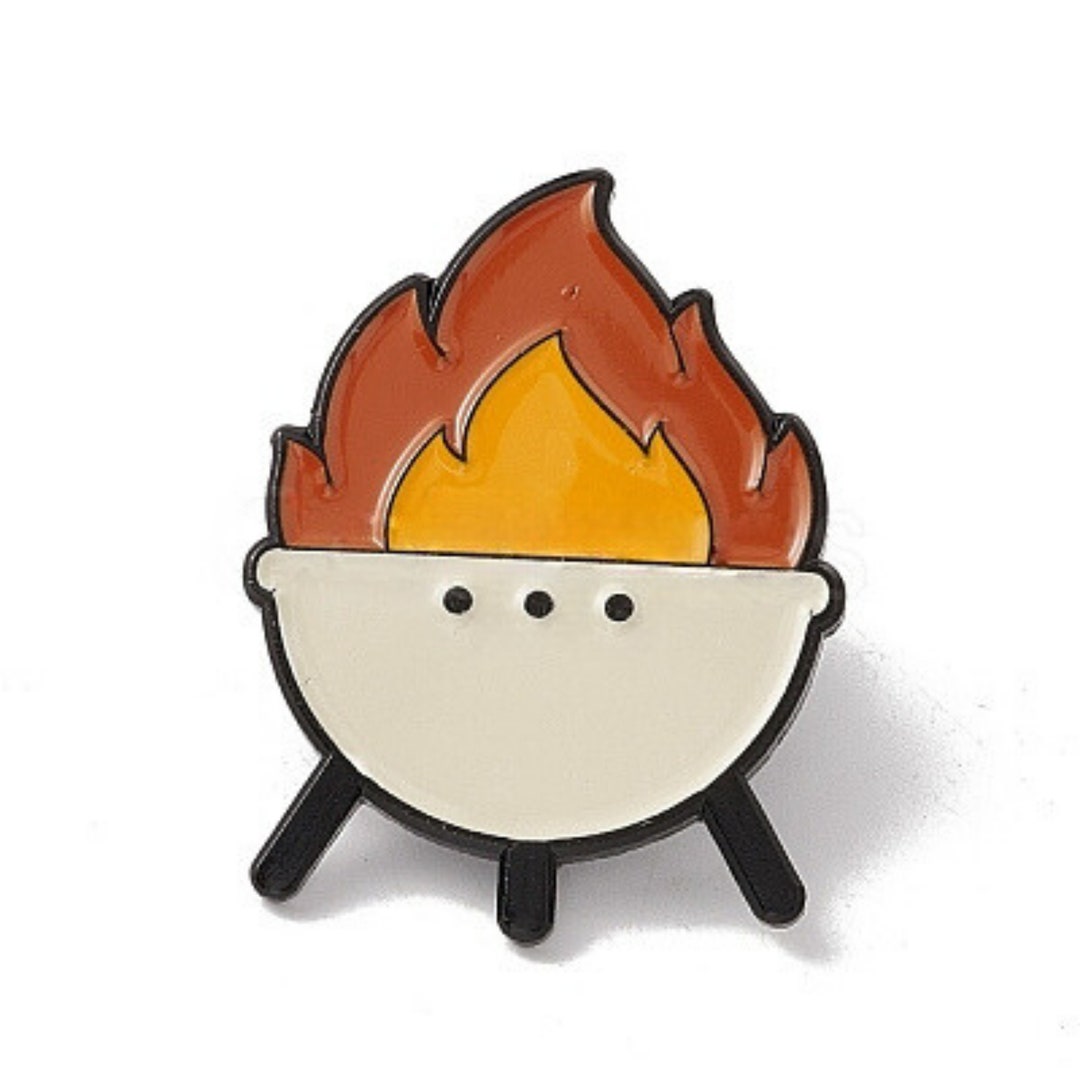 Cute Campfire Enamel Pin, Cartoon Fire Lapel Pin, Fun Accessory for ...