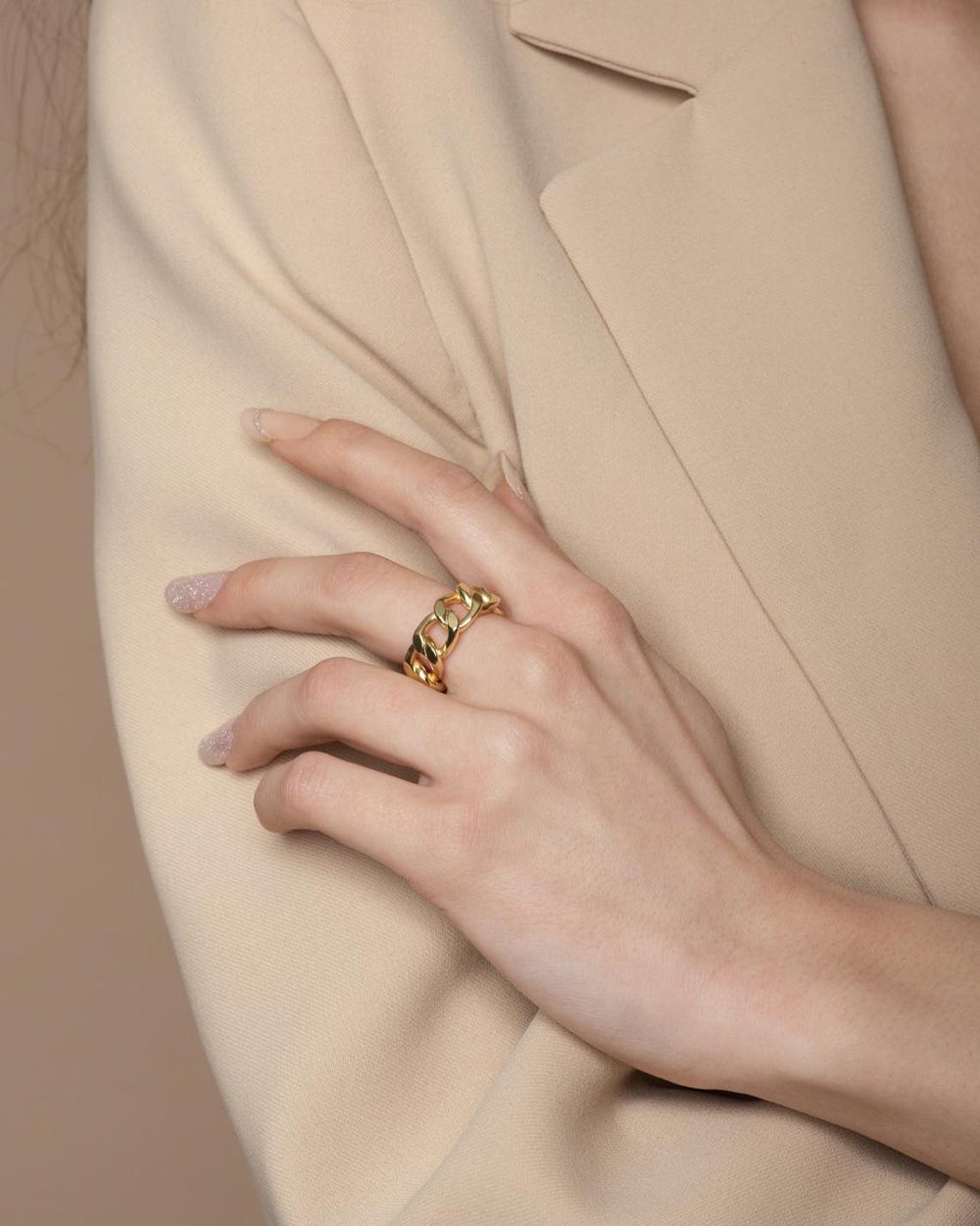 Harmony Chain Ring | 18ct Gold PVD Plated | Chunky Statement Ring ...