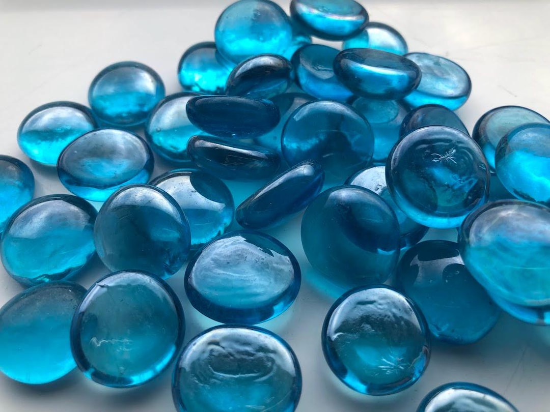 AQUA BLUE Glass Pebbles Mosaic Gems Nuggets Vase Wedding Fish Tank ...