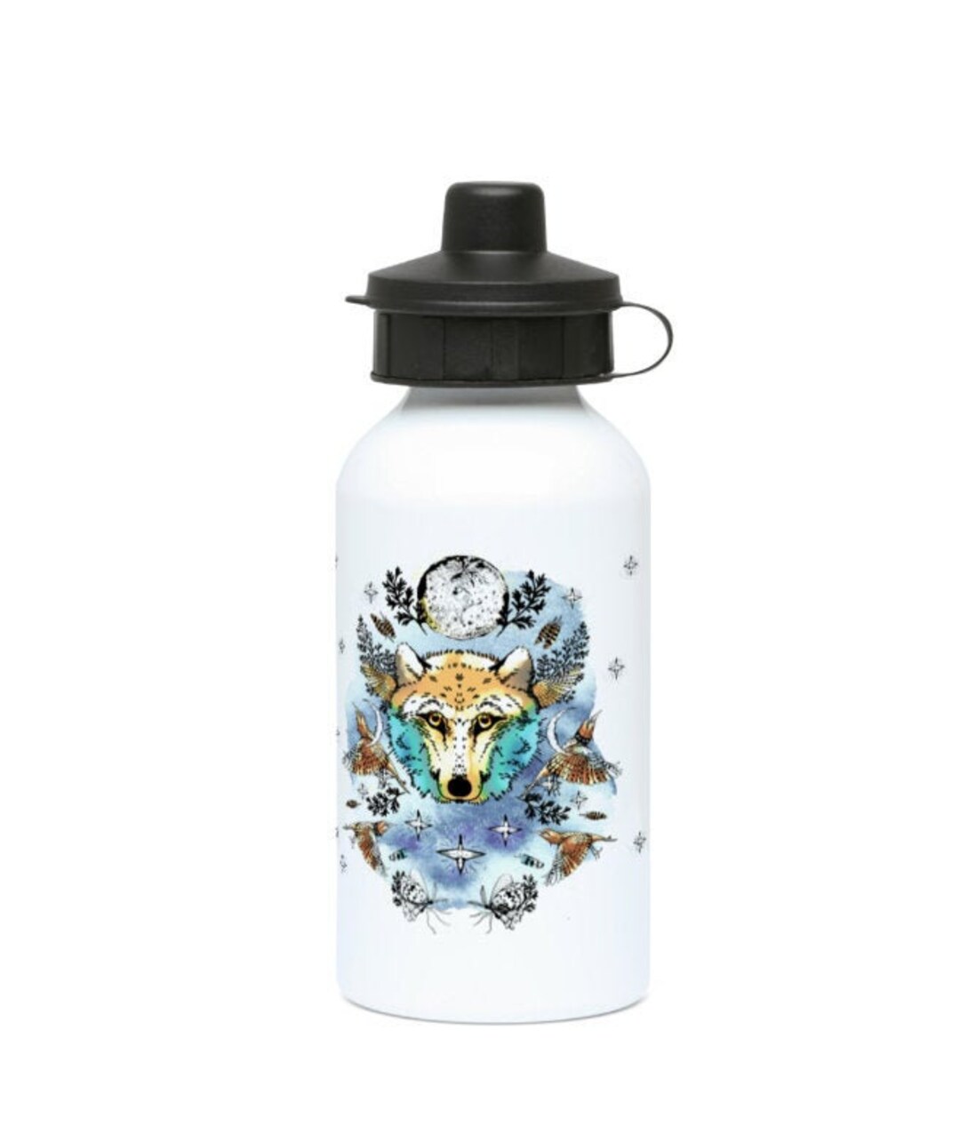 Wolf Water Bottle 400ml, Aluminium Drink Bottle, Gift for Outdoorsman ...