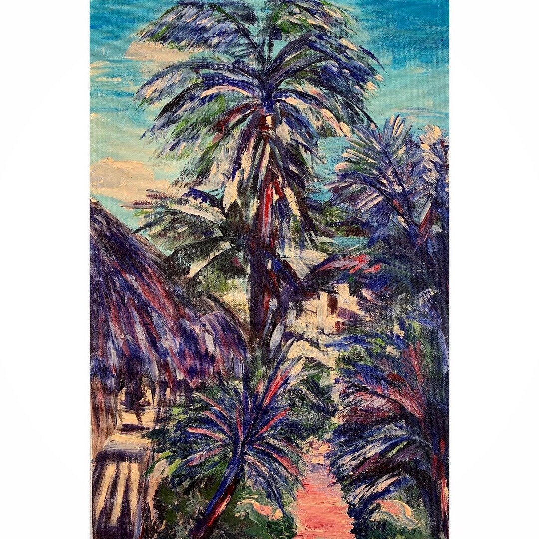Palm Trees in Tulum, Contemporary Landscape Painting, Original Painting ...