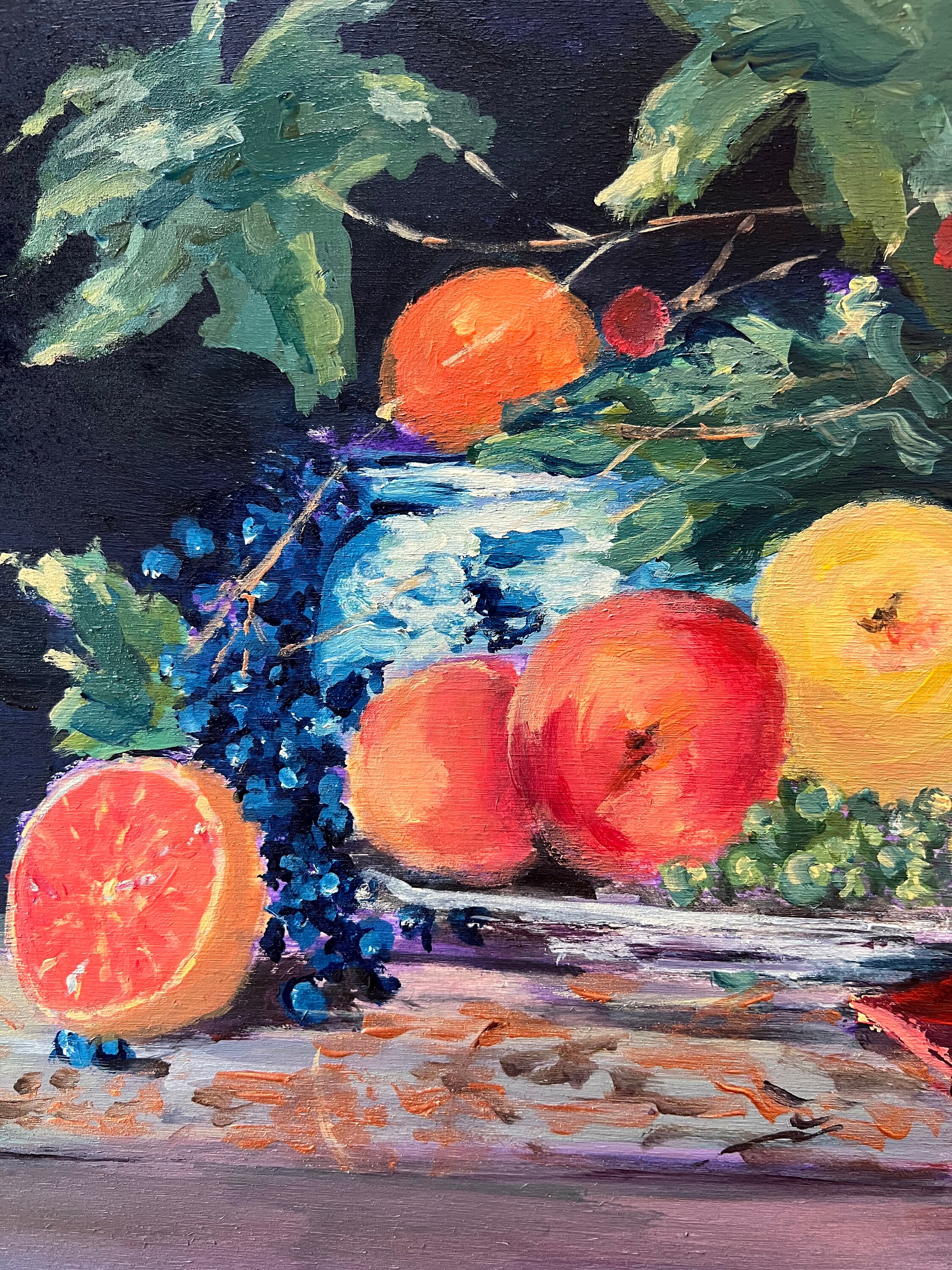 Still Life With Fruit and Ceramics, Original Post-impressionistic ...