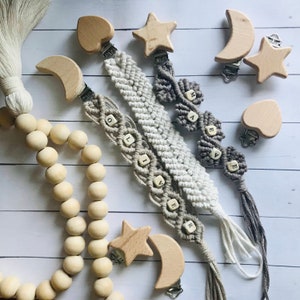Personalized Baby Pacifier Customized Macrame Pacifier Clip Natural ...