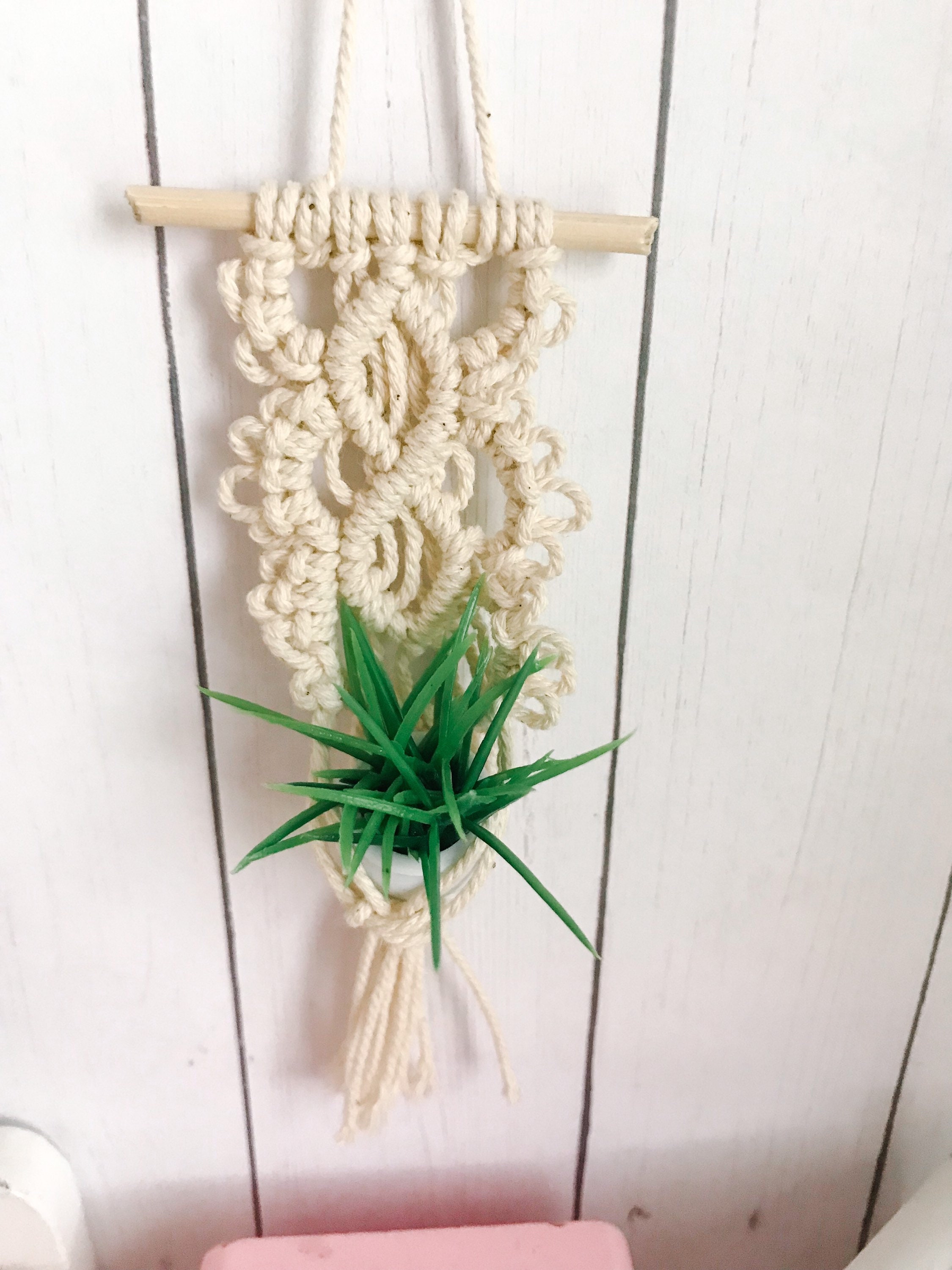 Miniature Macrame Plant Hanger and Plant Dollhouse 1:12 Accessories ...
