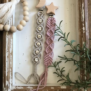 Personalized Baby Pacifier ~ Customized Macrame Pacifier Clip • Natural ...