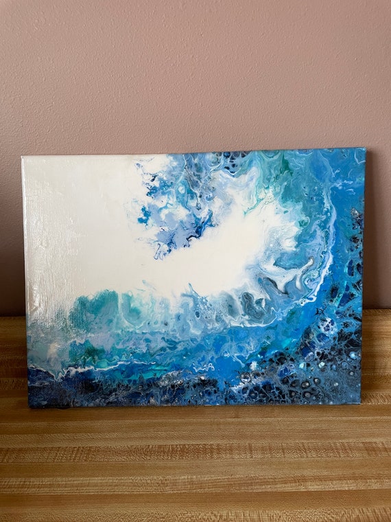 Blue Wave Painting Original Art Home Art Decor | Etsy