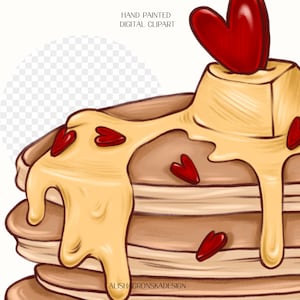 Valentine's Day Clipart, Tasty Pancakes With Red Hearts, Love Clipart ...
