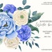 Dusty Blue Flowers Watercolor Clipart. Winter Floral Clipart. Christmas ...