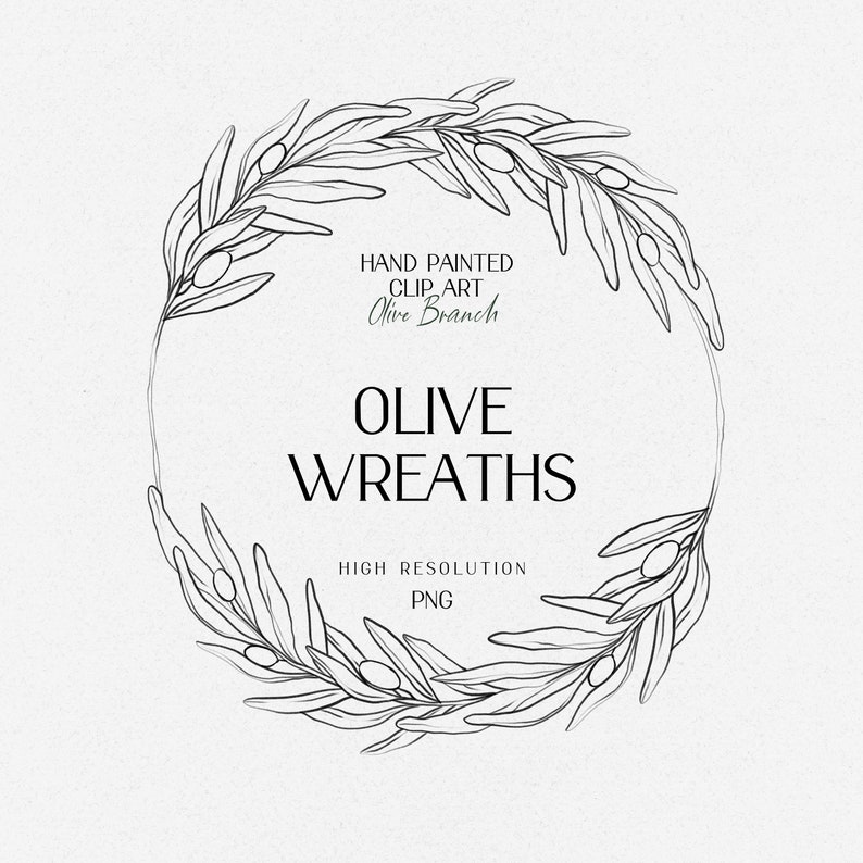 Olive Wreath Line Art Olive Branch Line Art Botanical | Etsy