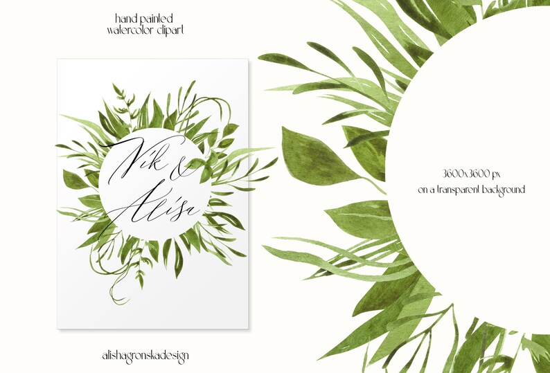 Watercolor Greenery Floral Frame Clipart - Botanical Wedding Wreath ...