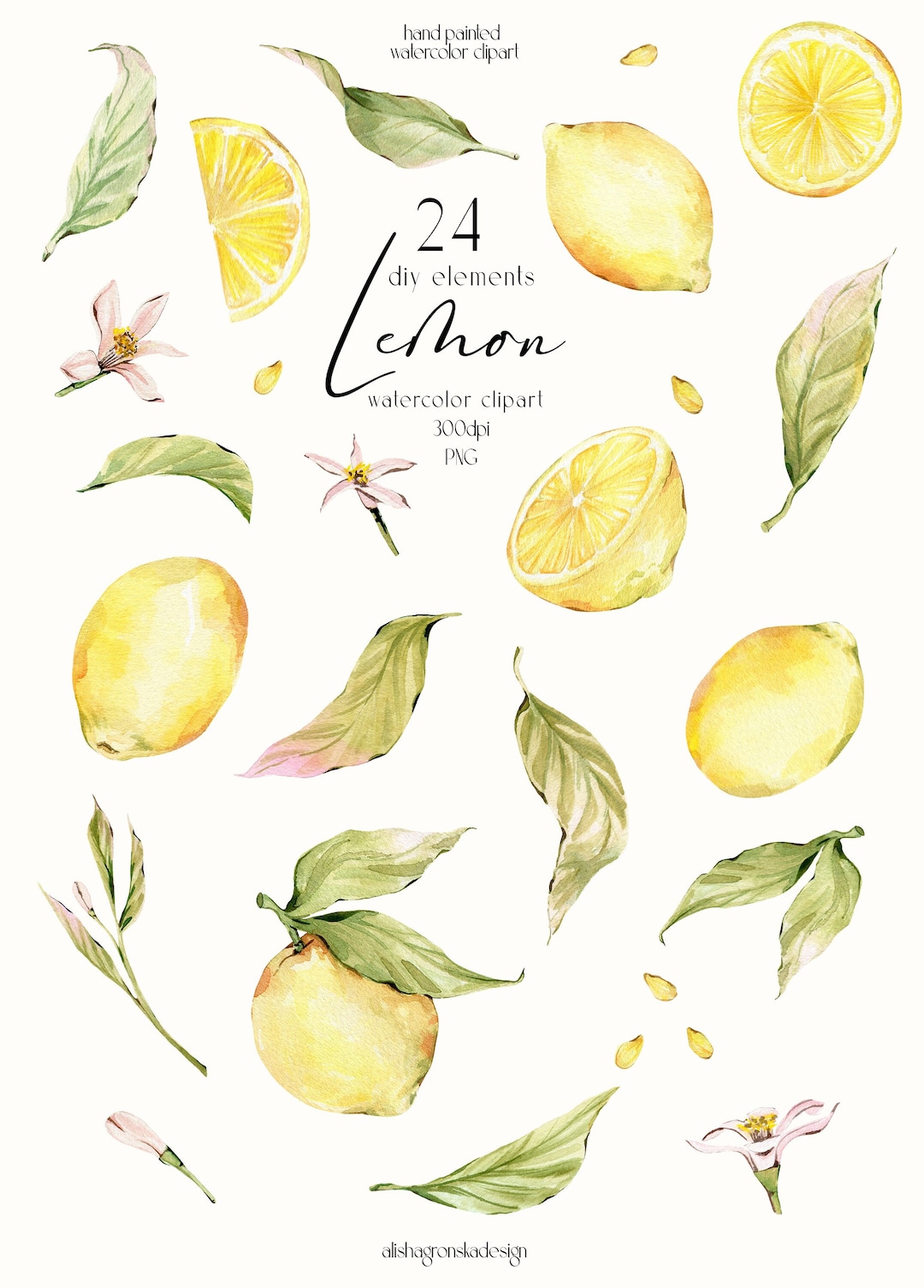 Watercolor Lemon Clipart - Watercolor Lemons Png - Lemon Flowers ...