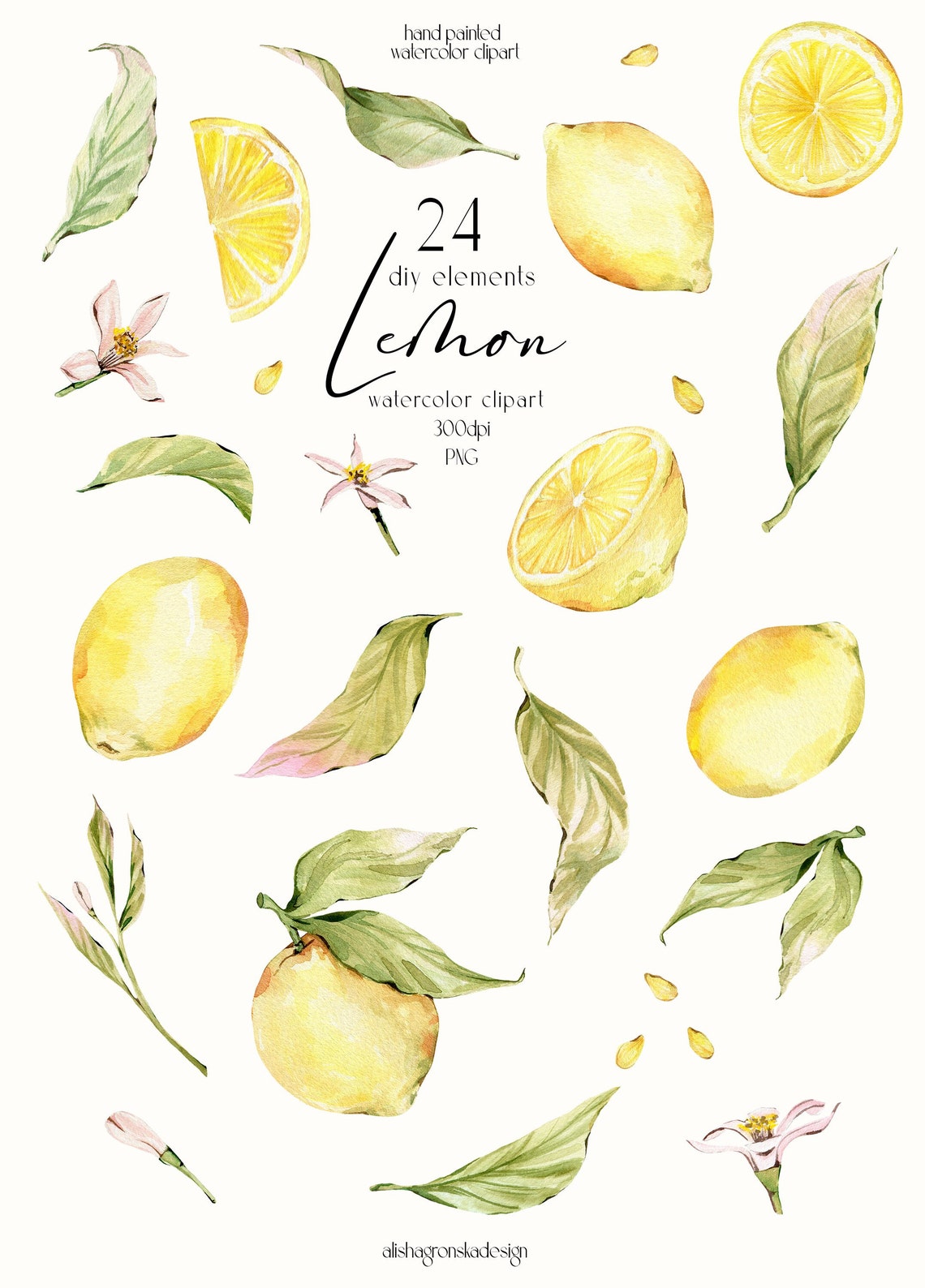 Watercolor Lemon Clipart - Watercolor Lemons Png - Lemon Flowers ...
