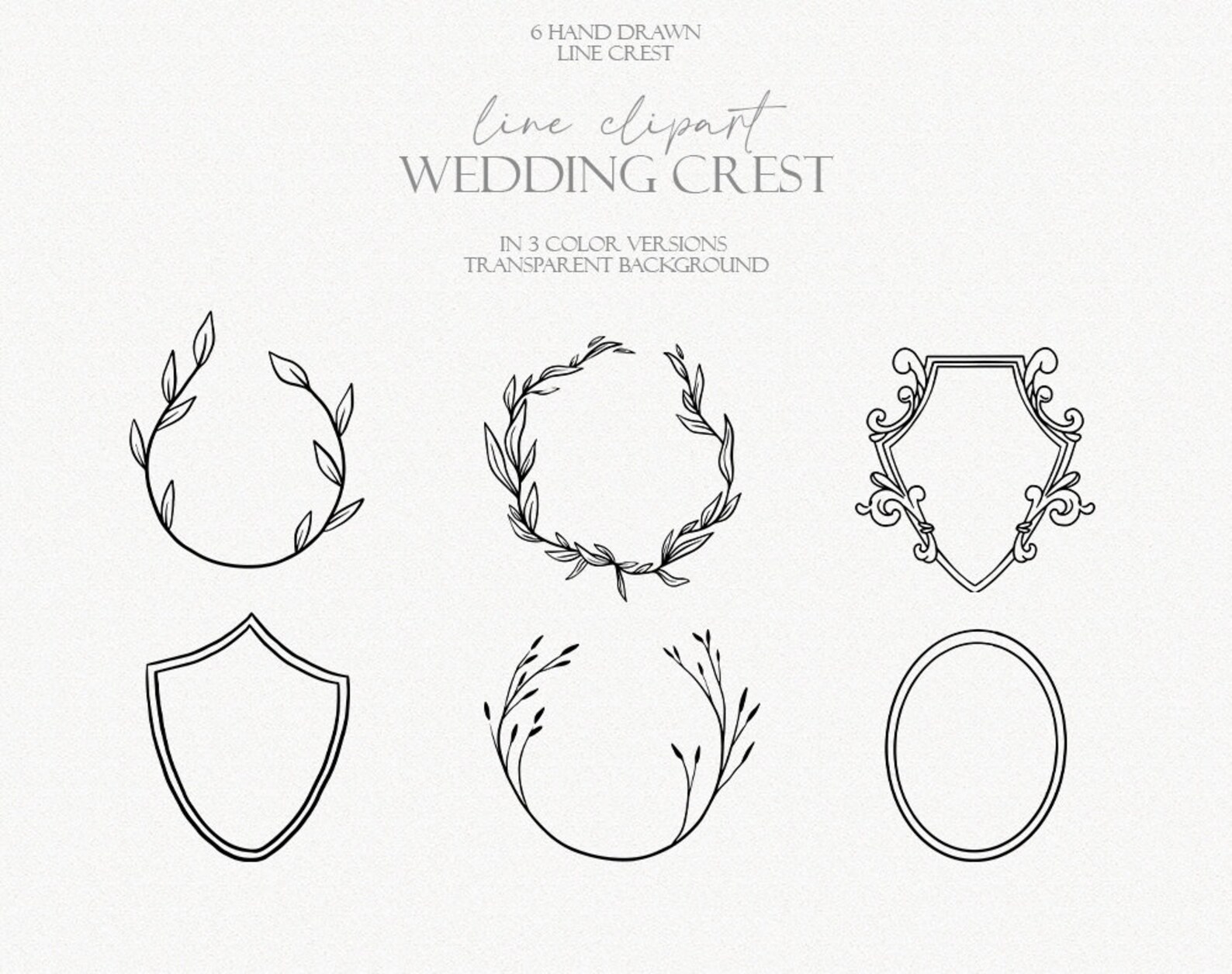 Monogram Wedding Shield Wreath - Hand Painted Family Coat of Arms Clip ...