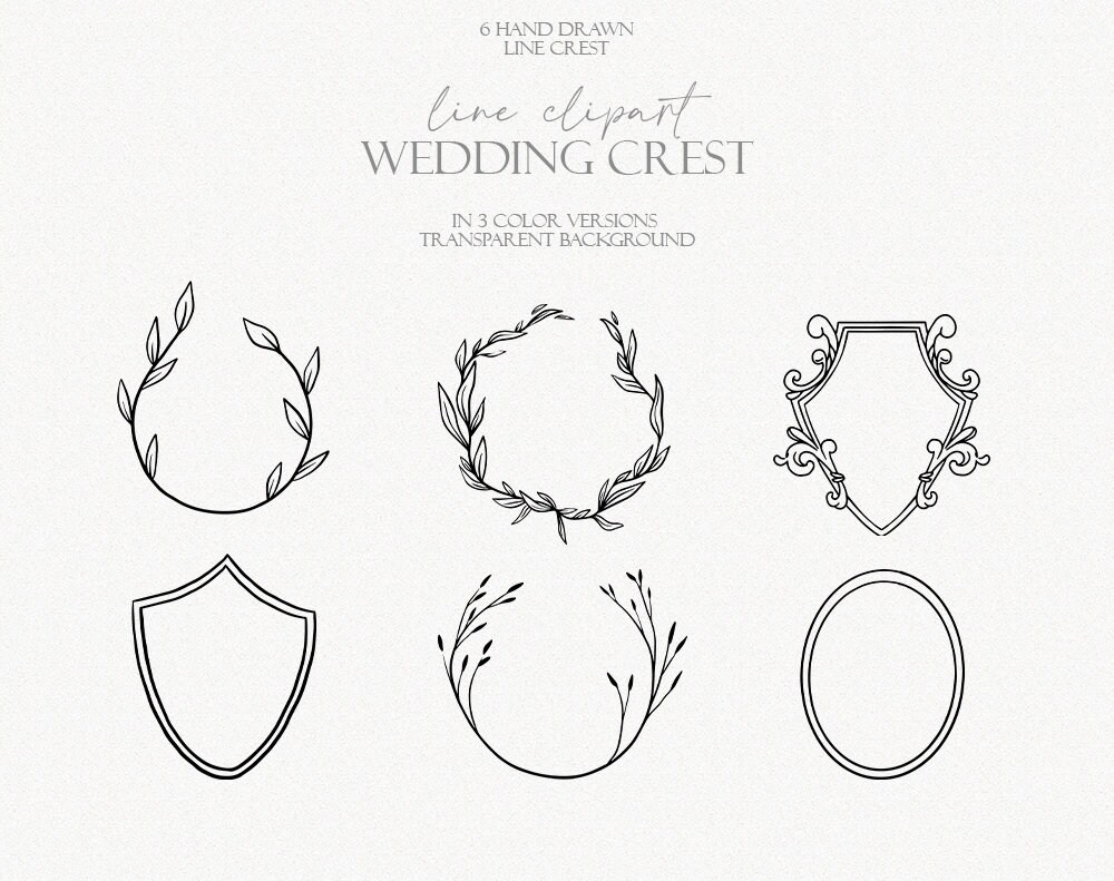 Monogram Wedding Shield Wreath - Hand Painted Family Coat of Arms Clip ...