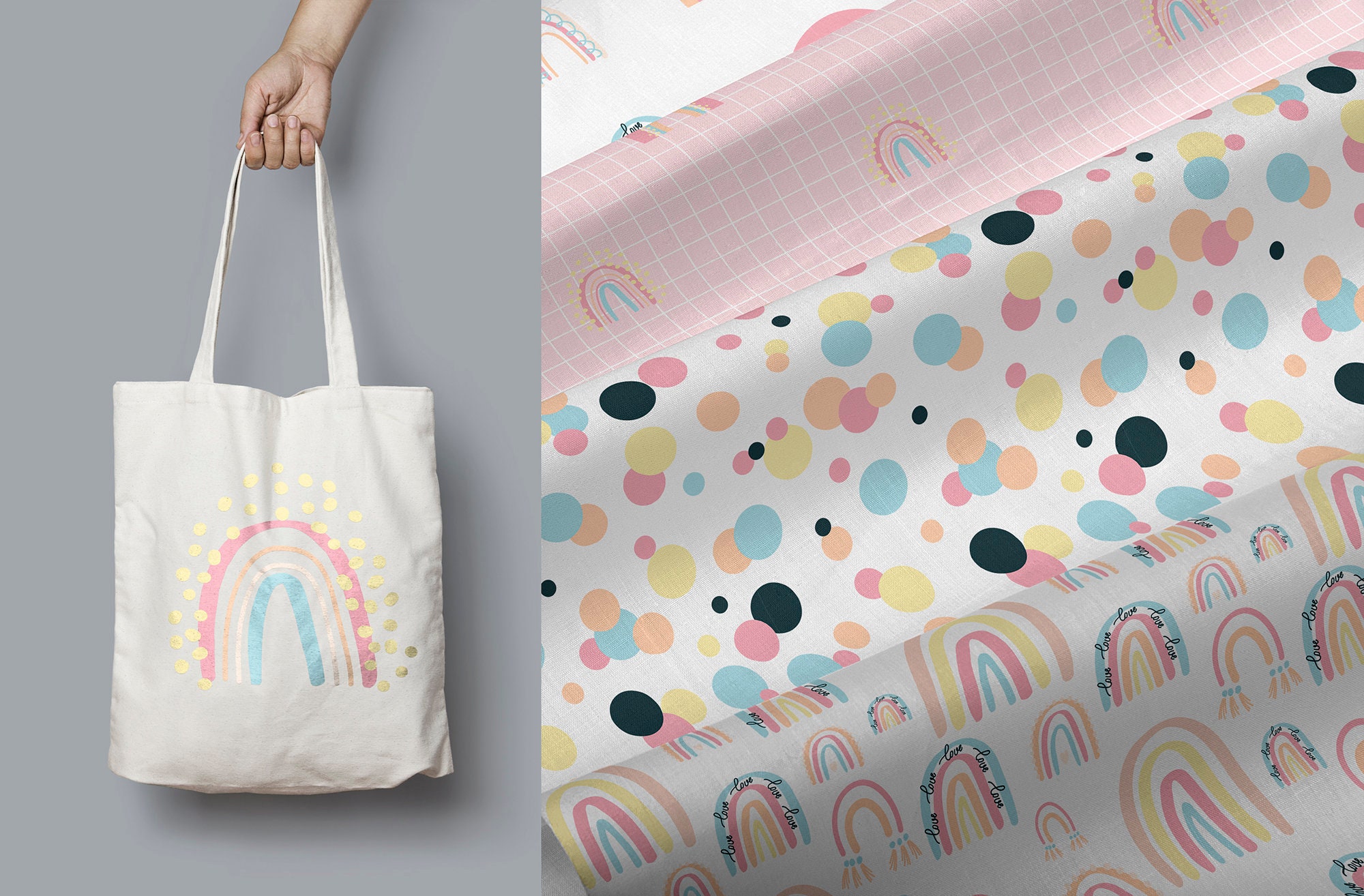 PASTEL RAINBOW Abstract Graphic Set Rainbow clip art boho | Etsy