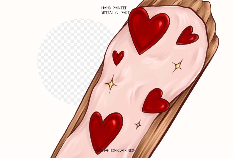 Valentine's Day Clipart, Tasty éclair With Red Hearts, Love Clipart ...