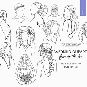 Abstract Woman Bride Line Clipart Female Wedding Line Art - Etsy