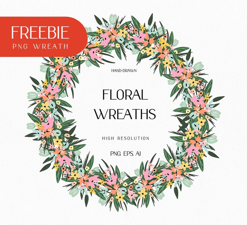 FREEBIE Flower Wreath 1 - Digital Clipart - Wedding Design - Individual ...