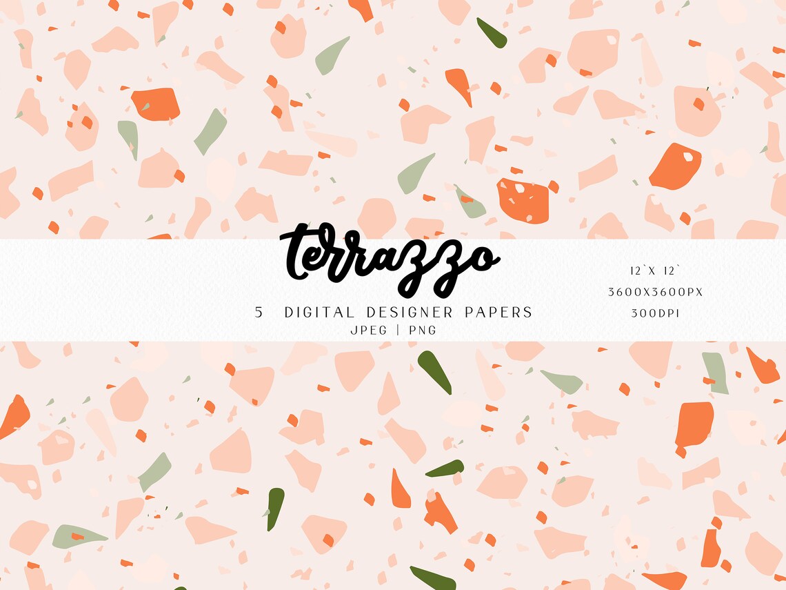 Terrazzo Seamless Digital Paper - Abstract Digital Papers - Terrazzo ...