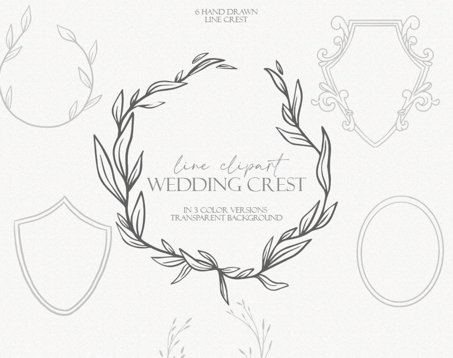 Monogram Wedding Shield Wreath - Hand Painted Family Coat of Arms Clip ...