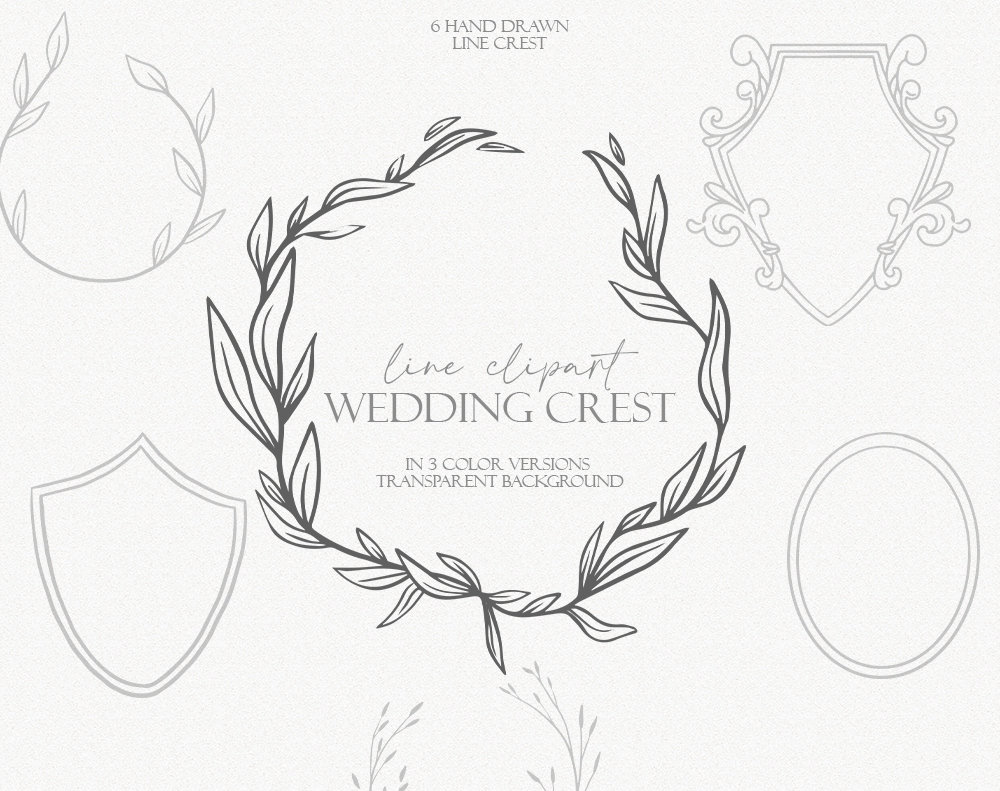 Monogram Wedding Shield Wreath - Hand Painted Family Coat of Arms Clip ...