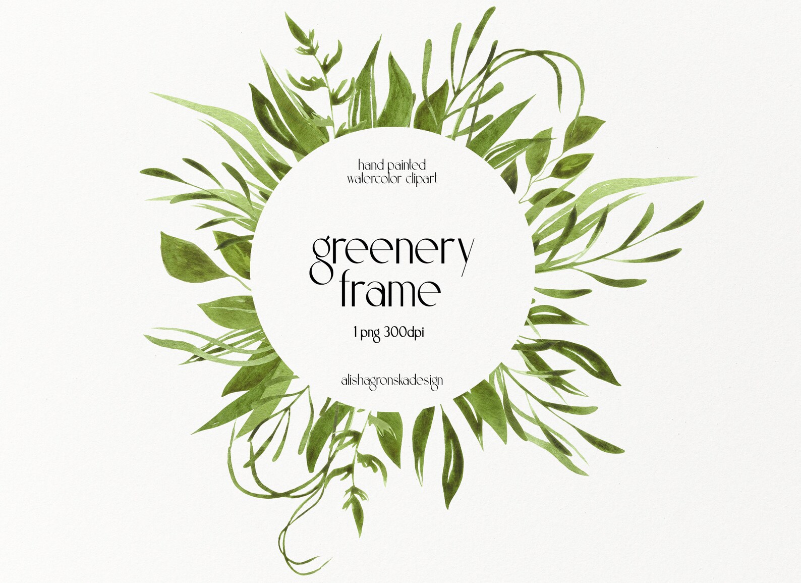 Watercolor Greenery Floral Frame Clipart - Botanical Wedding Wreath ...
