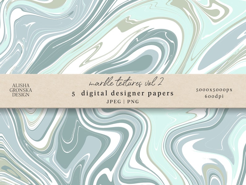 Green Marble Digital Paper - Scrapbook Papers - Digital Background ...