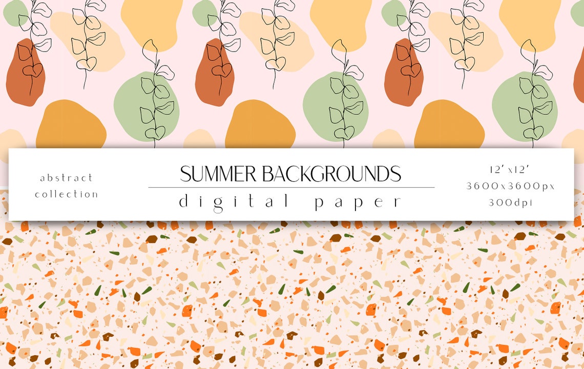 Summer Digital Paper Set Scrapbook Paper Seamless Patterns Digital ...