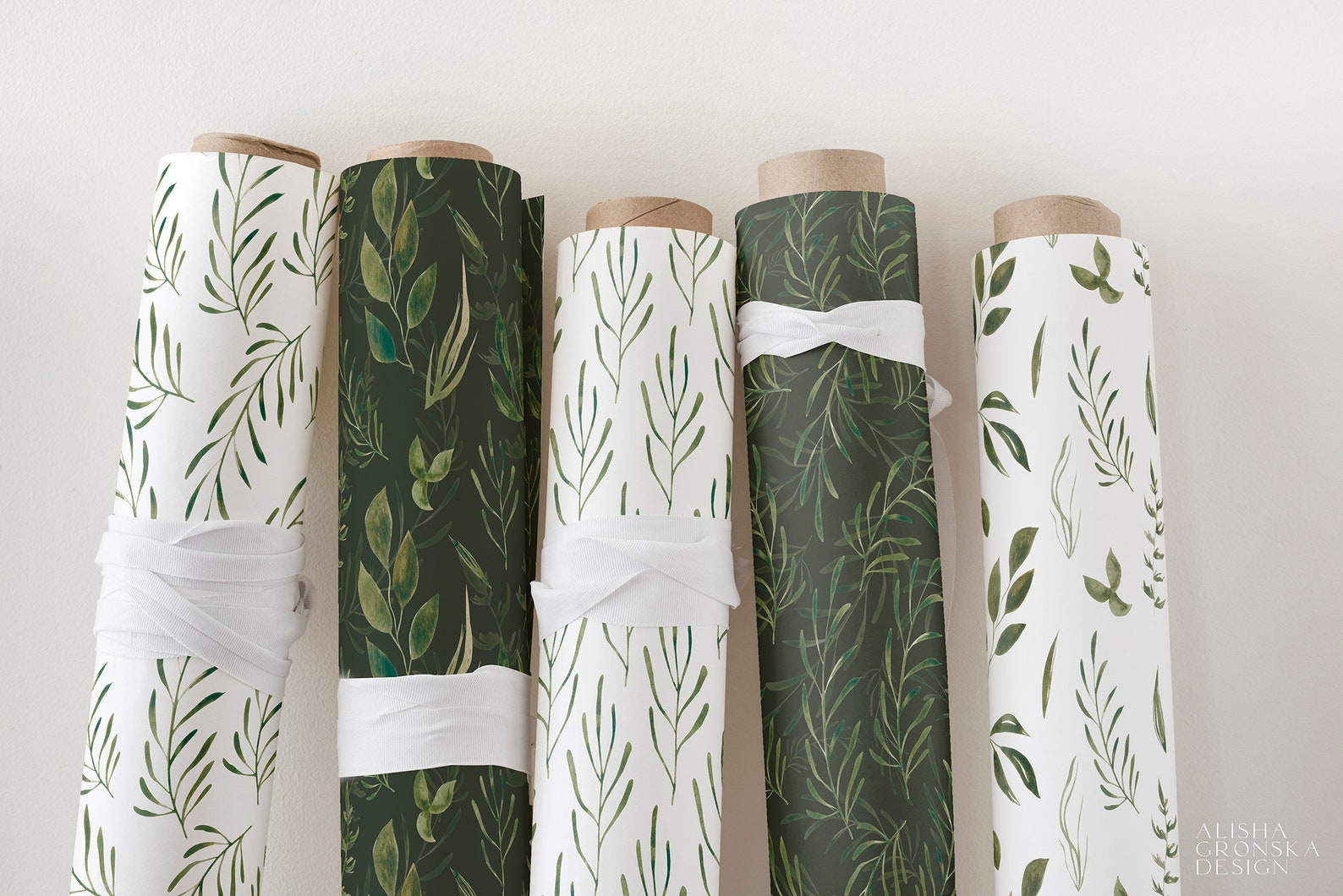 Greenery Watercolor Botanical Digital Paper | Leaf Scrapbook Papers ...