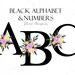 Floral Letters Numbers Black Alphabet Violet Flowers Bouquets for Logo ...