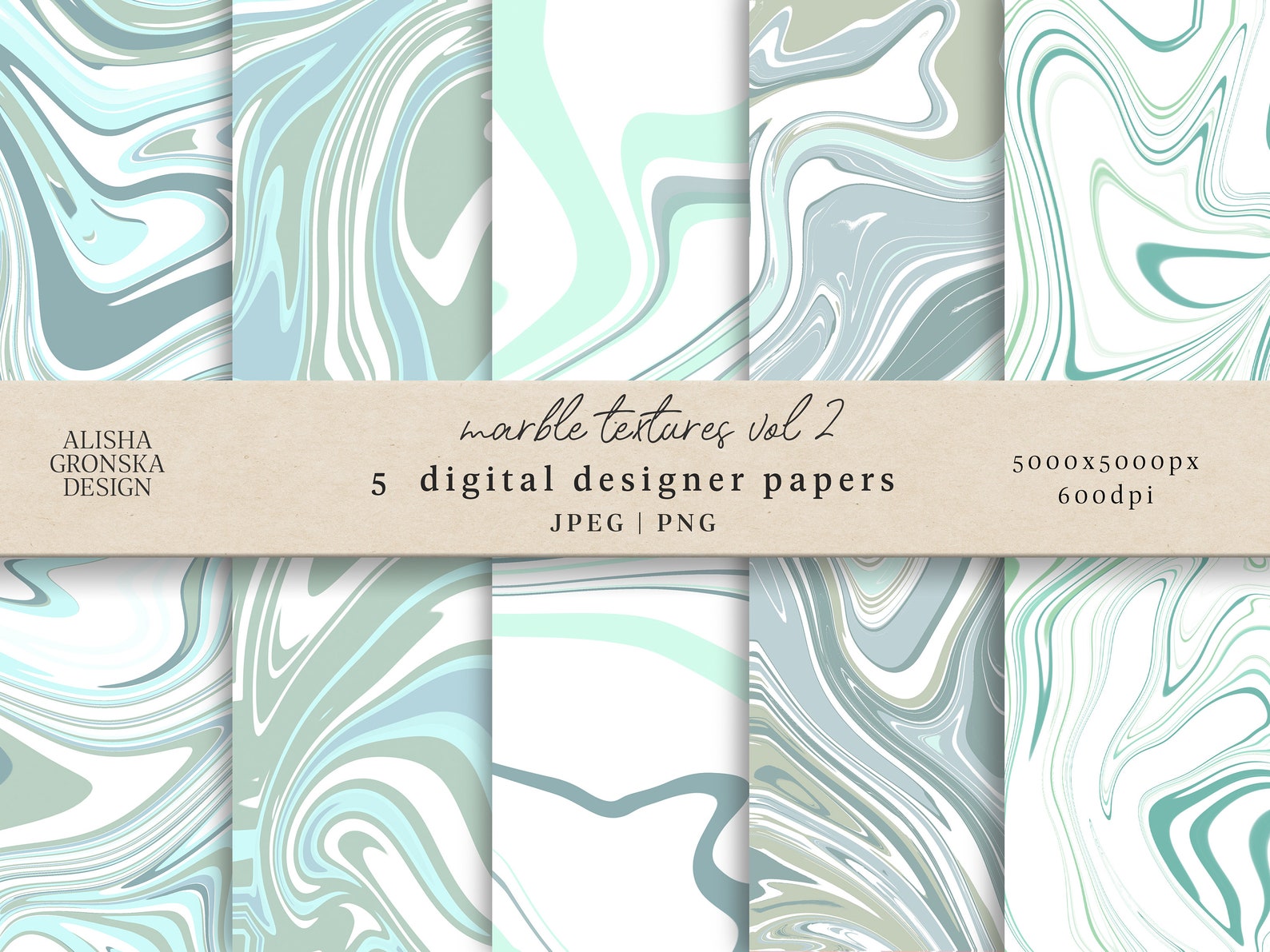Green Marble Digital Paper - Scrapbook Papers - Digital Background ...